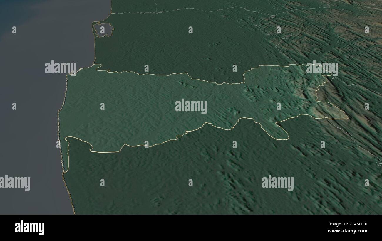 Zoom in on Colombo (district of Sri Lanka) outlined. Oblique ...