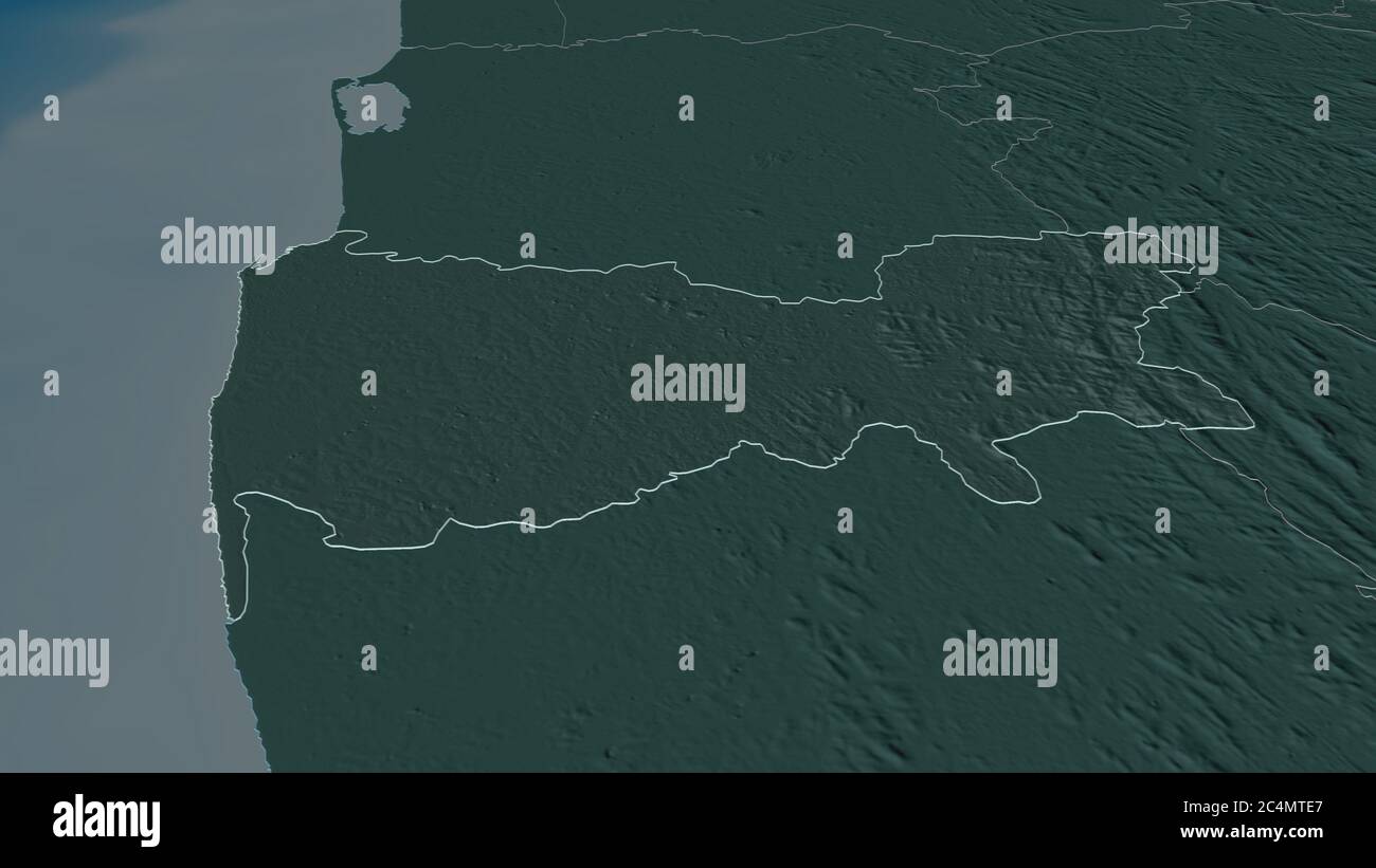 Zoom in on Colombo (district of Sri Lanka) outlined. Oblique ...