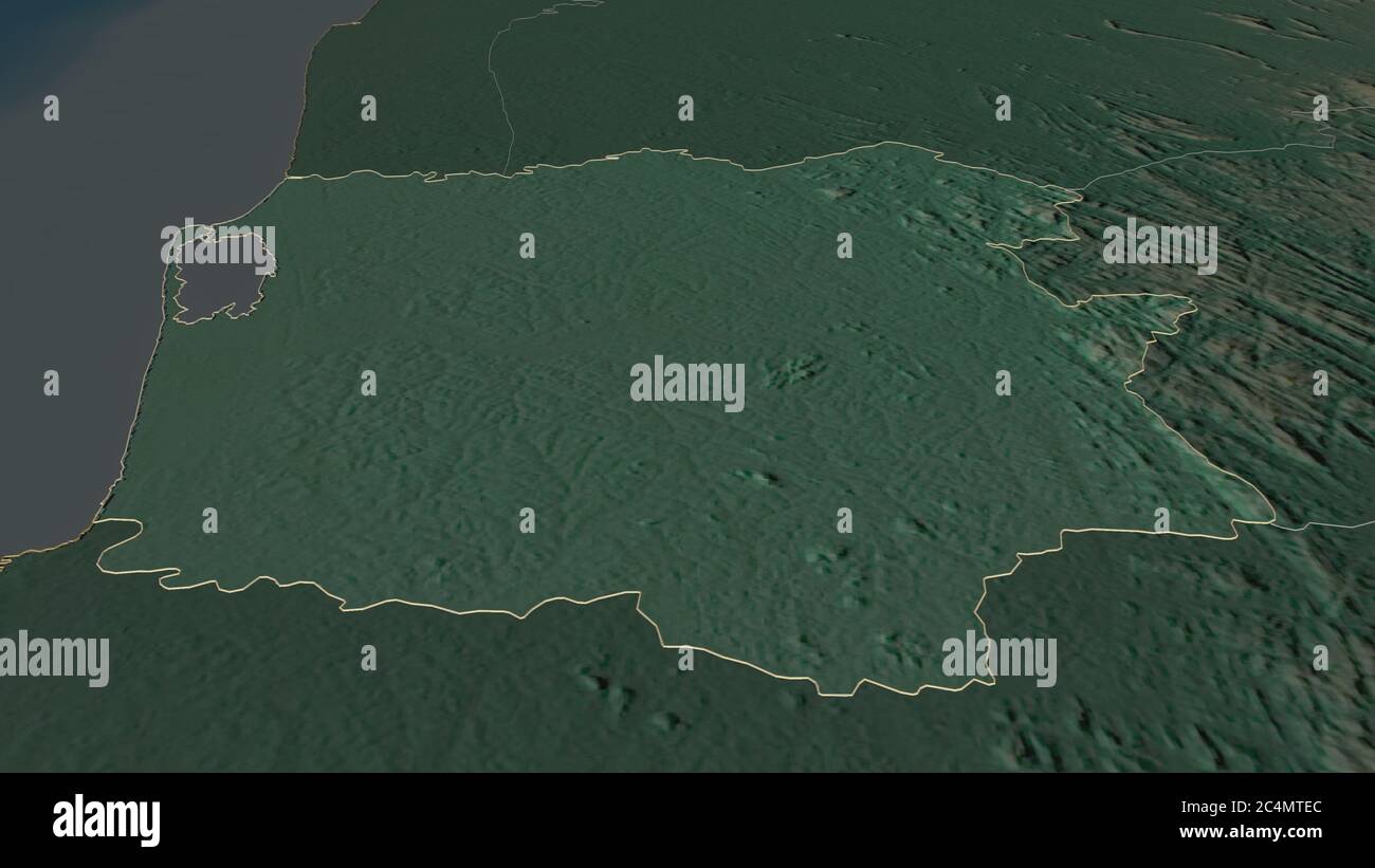 Zoom in on Gampaha (district of Sri Lanka) outlined. Oblique ...
