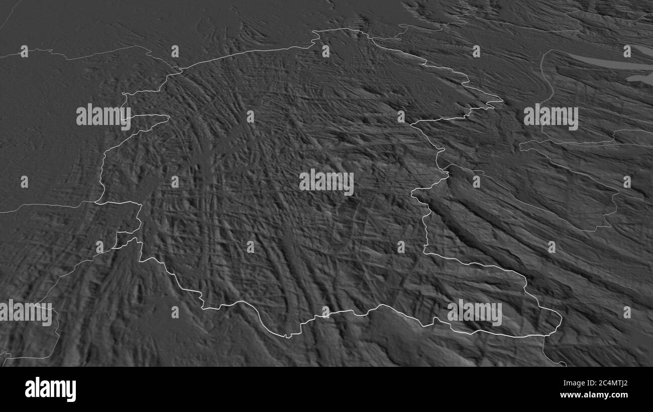Zoom in on Kegalle (district of Sri Lanka) outlined. Oblique ...