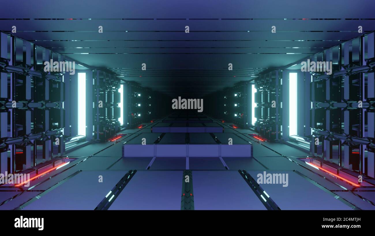 3D rendering illustration with futuristic sci-fi techno lights creating a tunnel Stock Photo - Alamy