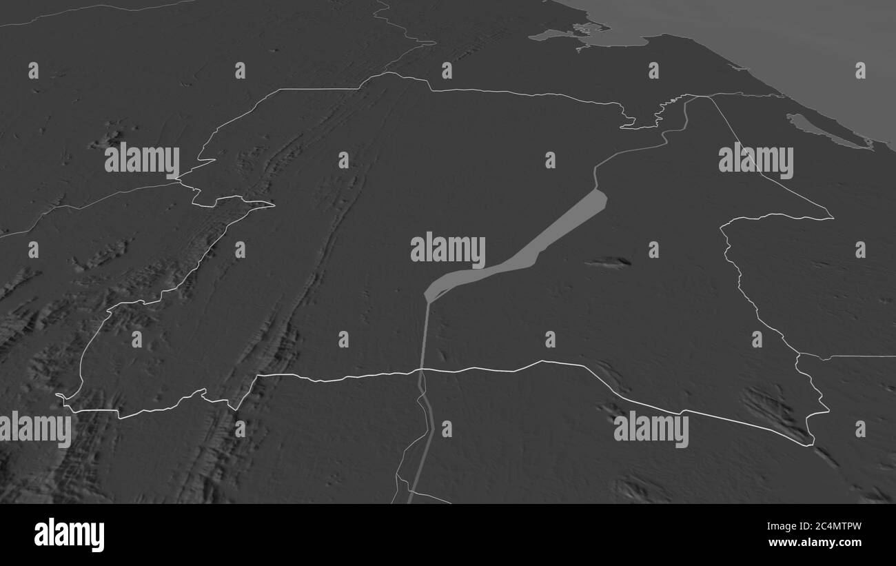 Zoom in on Polonnaruwa (district of Sri Lanka) outlined. Oblique ...
