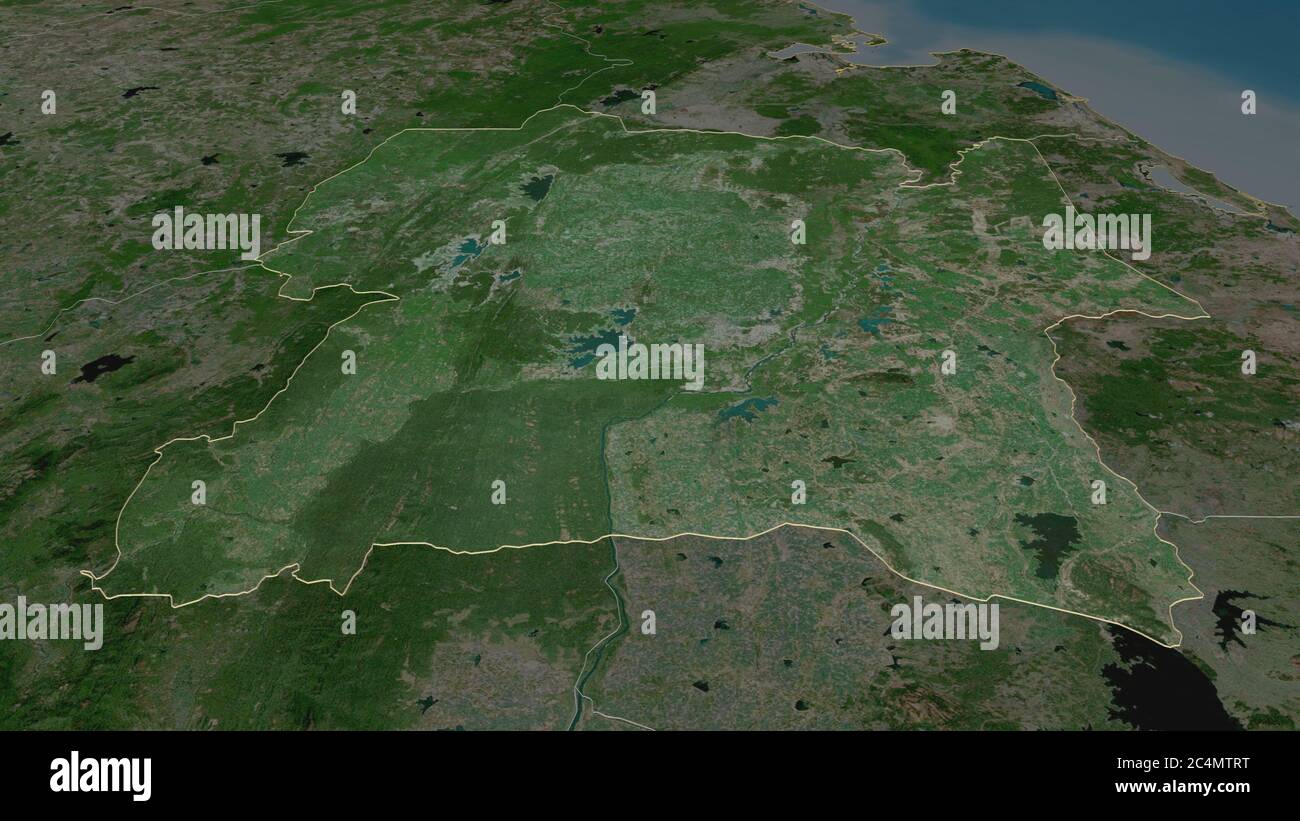 Zoom in on Polonnaruwa (district of Sri Lanka) outlined. Oblique ...