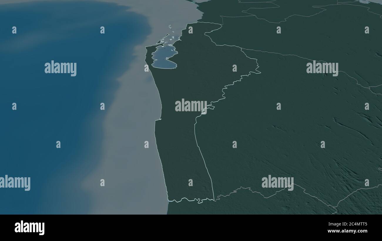 Zoom in on Puttalam (district of Sri Lanka) outlined. Oblique ...
