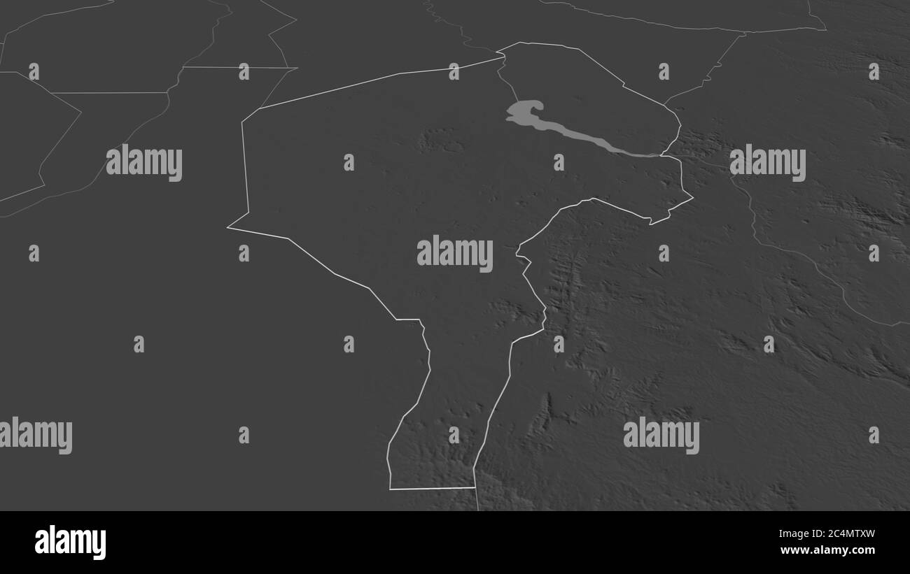 Zoom in on Blue Nile (state of Sudan) outlined. Oblique perspective ...