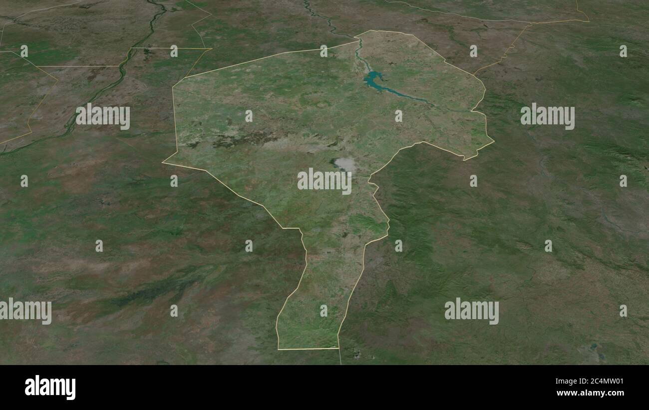 Zoom in on Blue Nile (state of Sudan) outlined. Oblique perspective ...