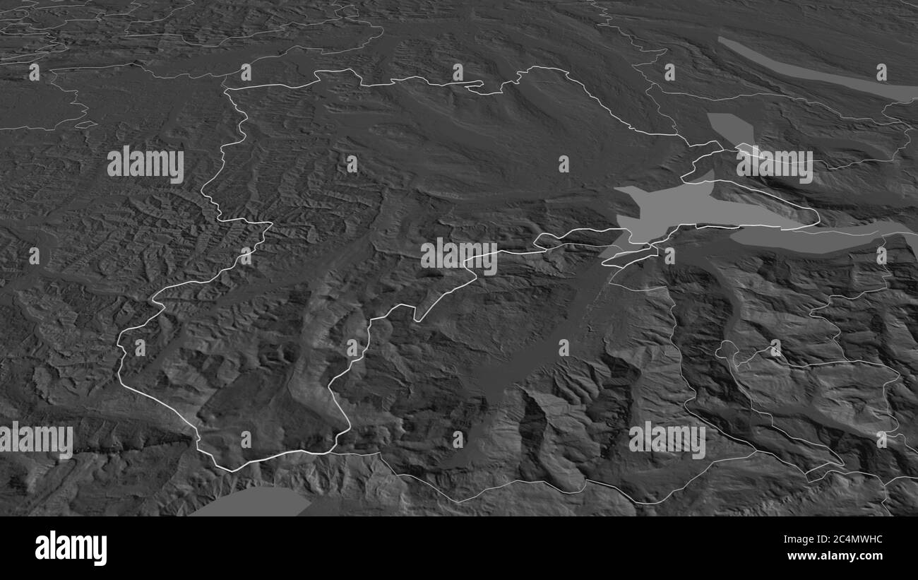 Zoom in on Lucerne (canton of Switzerland) outlined. Oblique ...