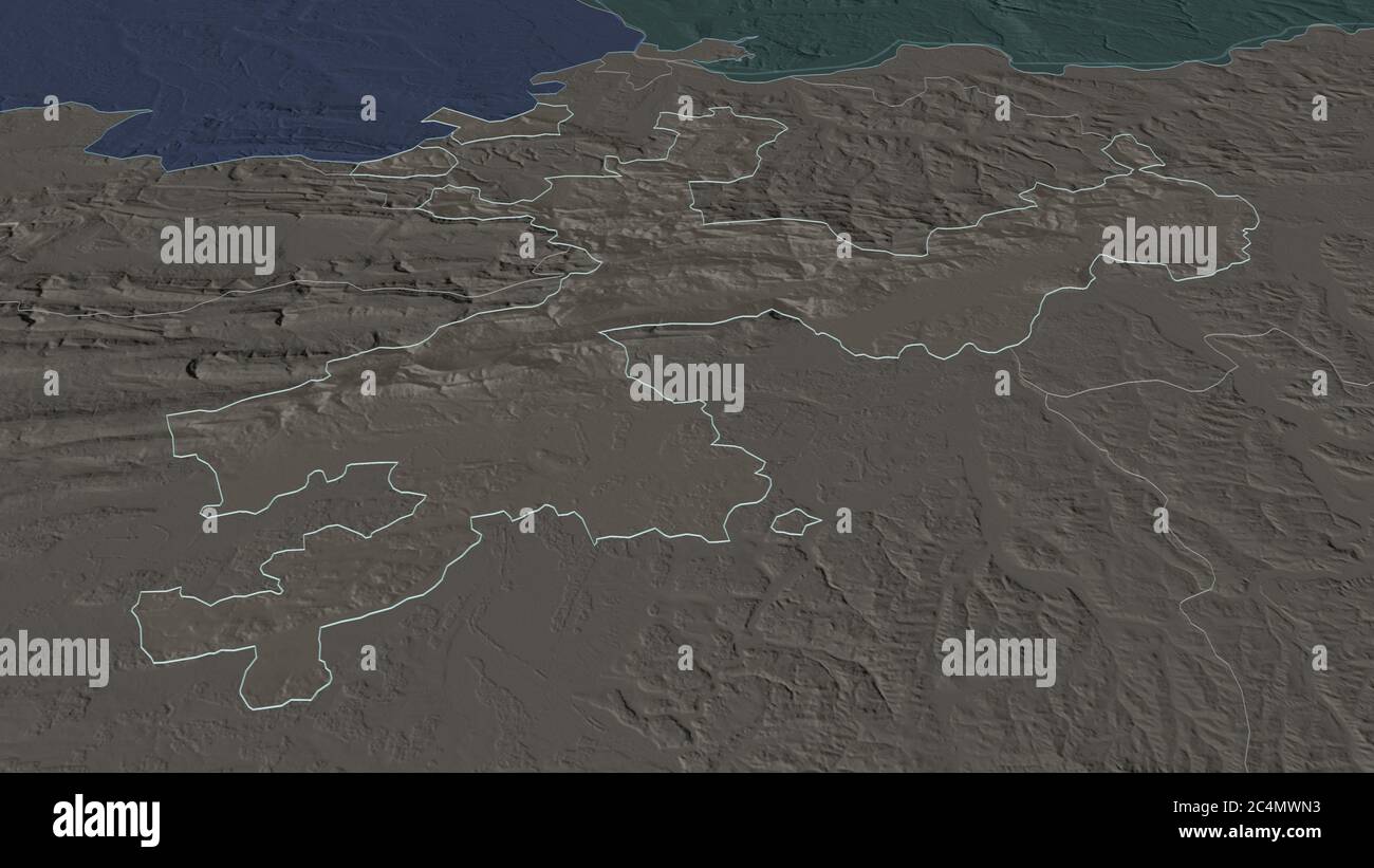 Zoom in on Solothurn (canton of Switzerland) outlined. Oblique ...