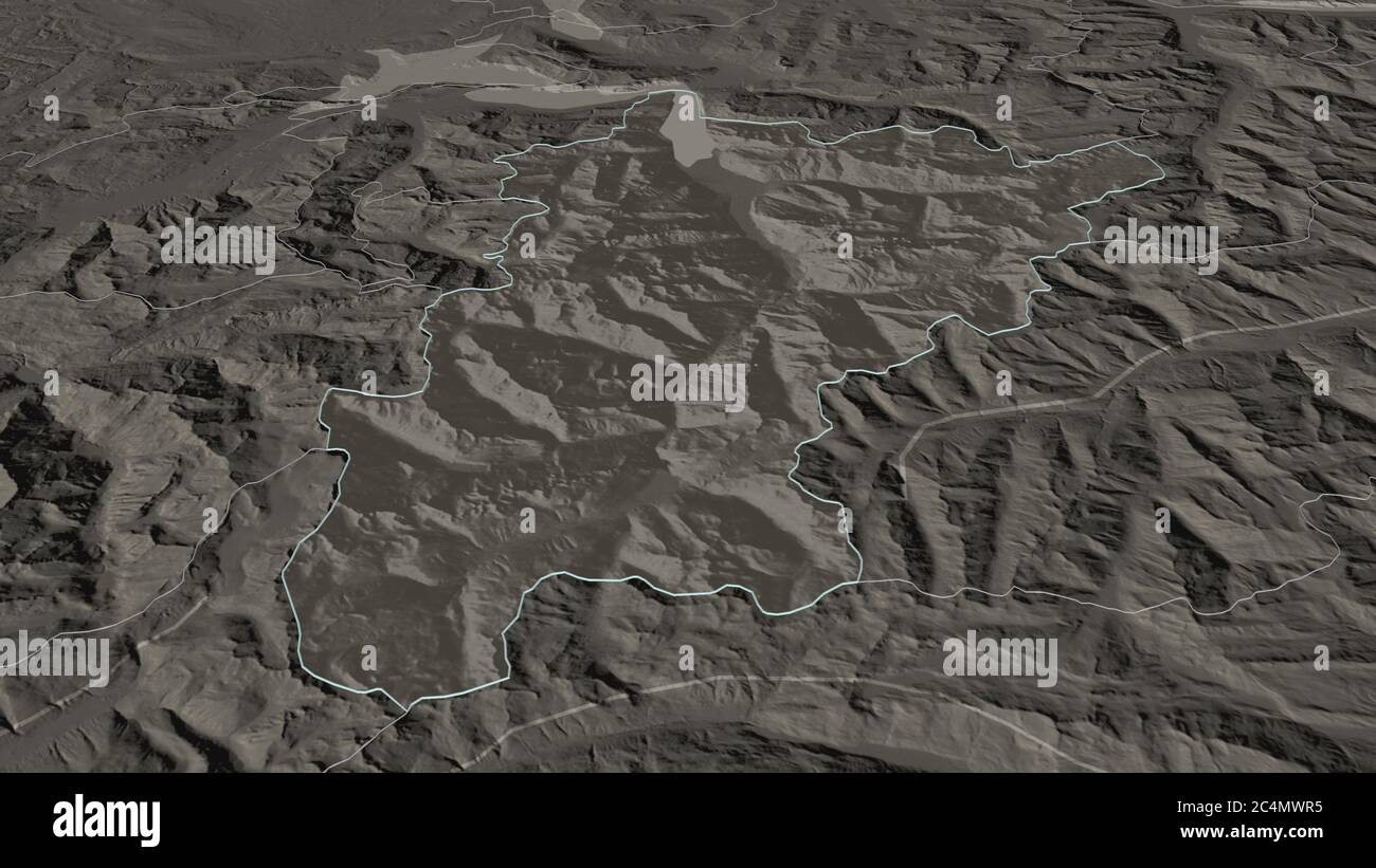 Zoom in on Uri (canton of Switzerland) outlined. Oblique perspective ...