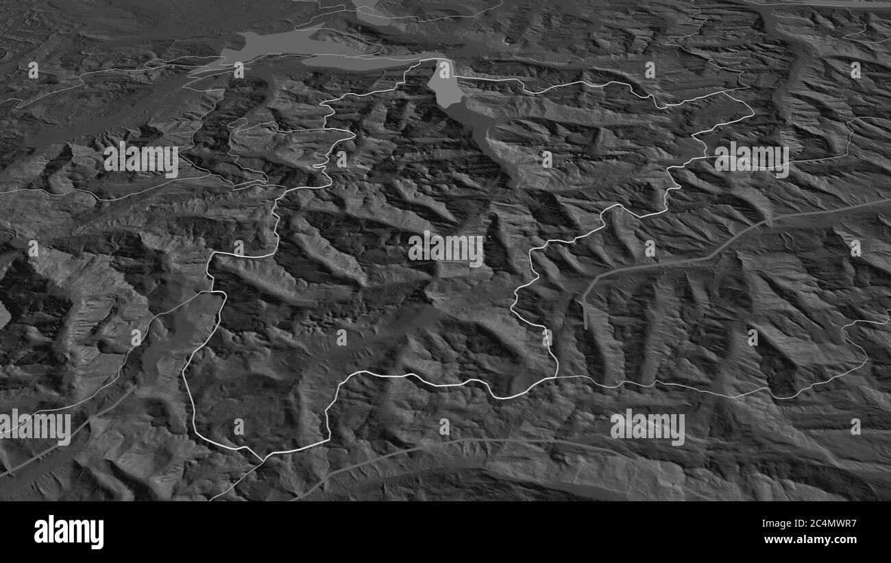 Zoom in on Uri (canton of Switzerland) outlined. Oblique perspective ...
