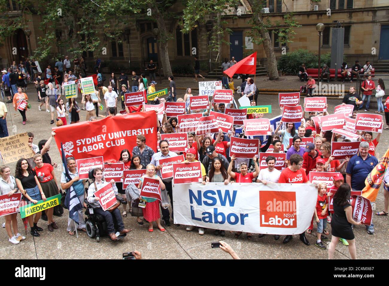 NSW Labor group photo outside Sydney Town Hall at the end of the march ...