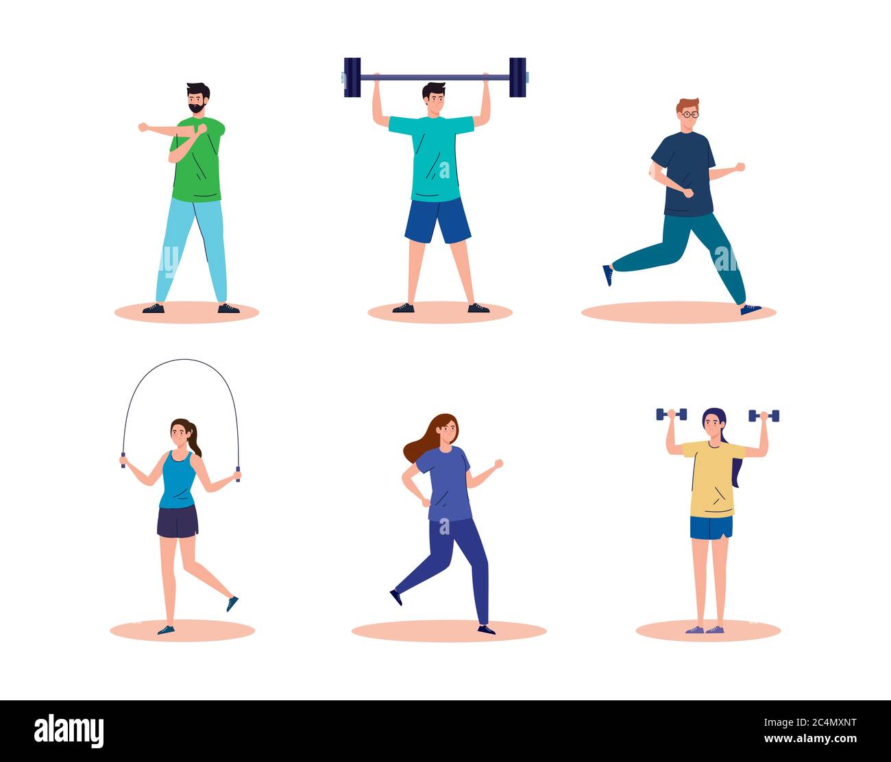 sport, group people practicing sport, healthy lifestyle Stock Vector ...