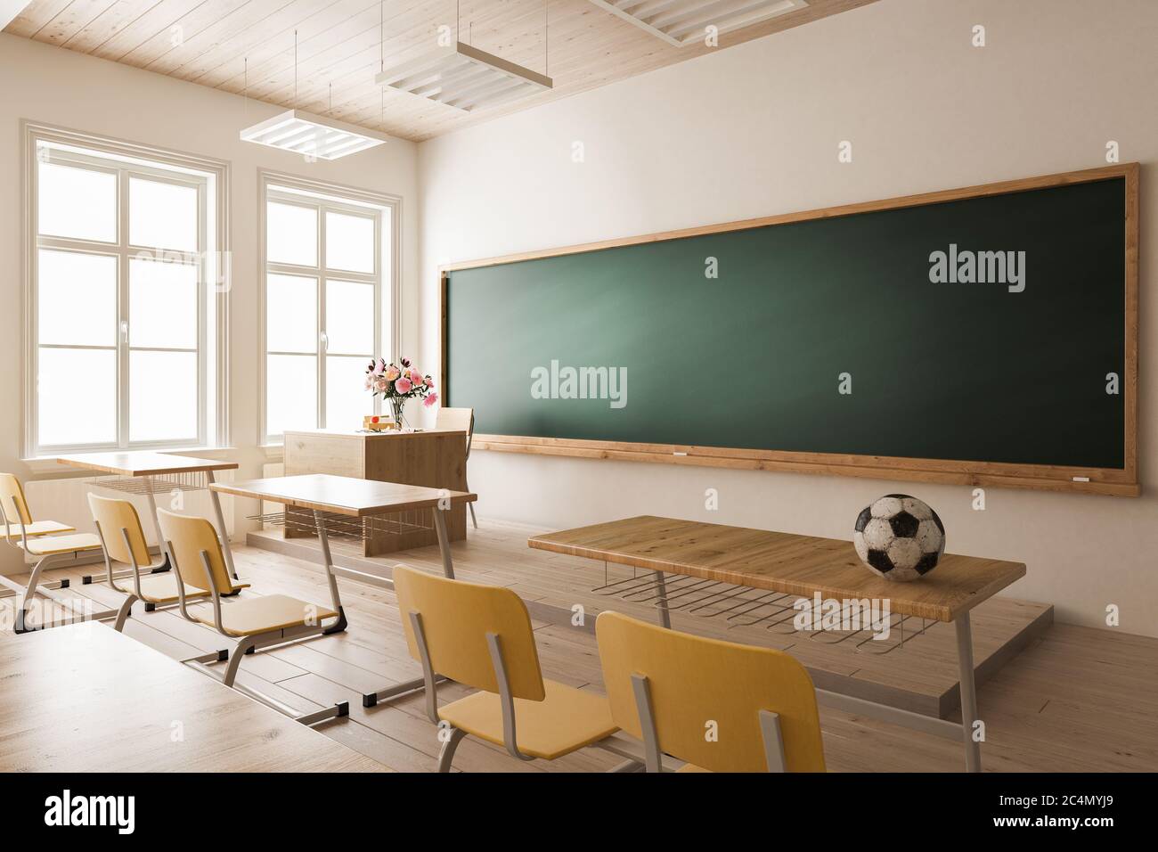 Empty Classroom for Large Classes 3D Rendering Stock Photo - Alamy