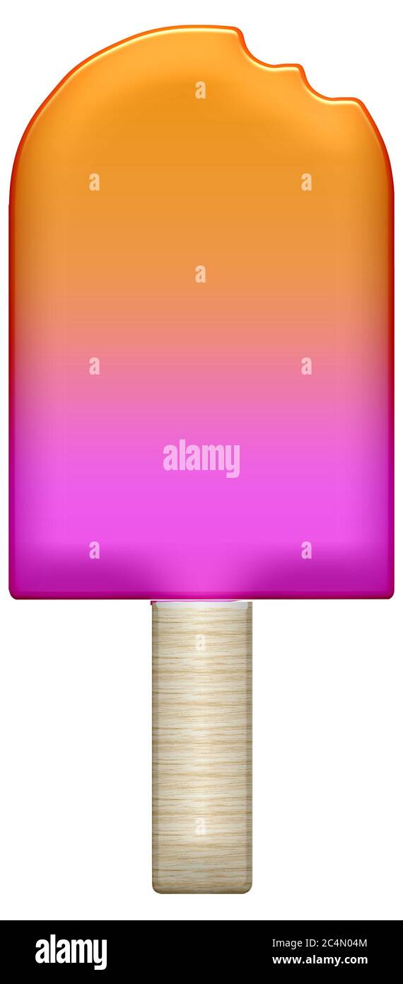 An isolated vertical illustration of orange to pink gradient bitten ...