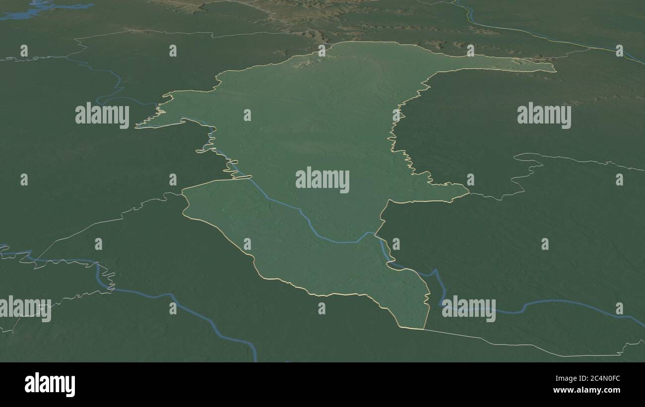 Zoom in on Yasothon (province of Thailand) outlined. Oblique ...