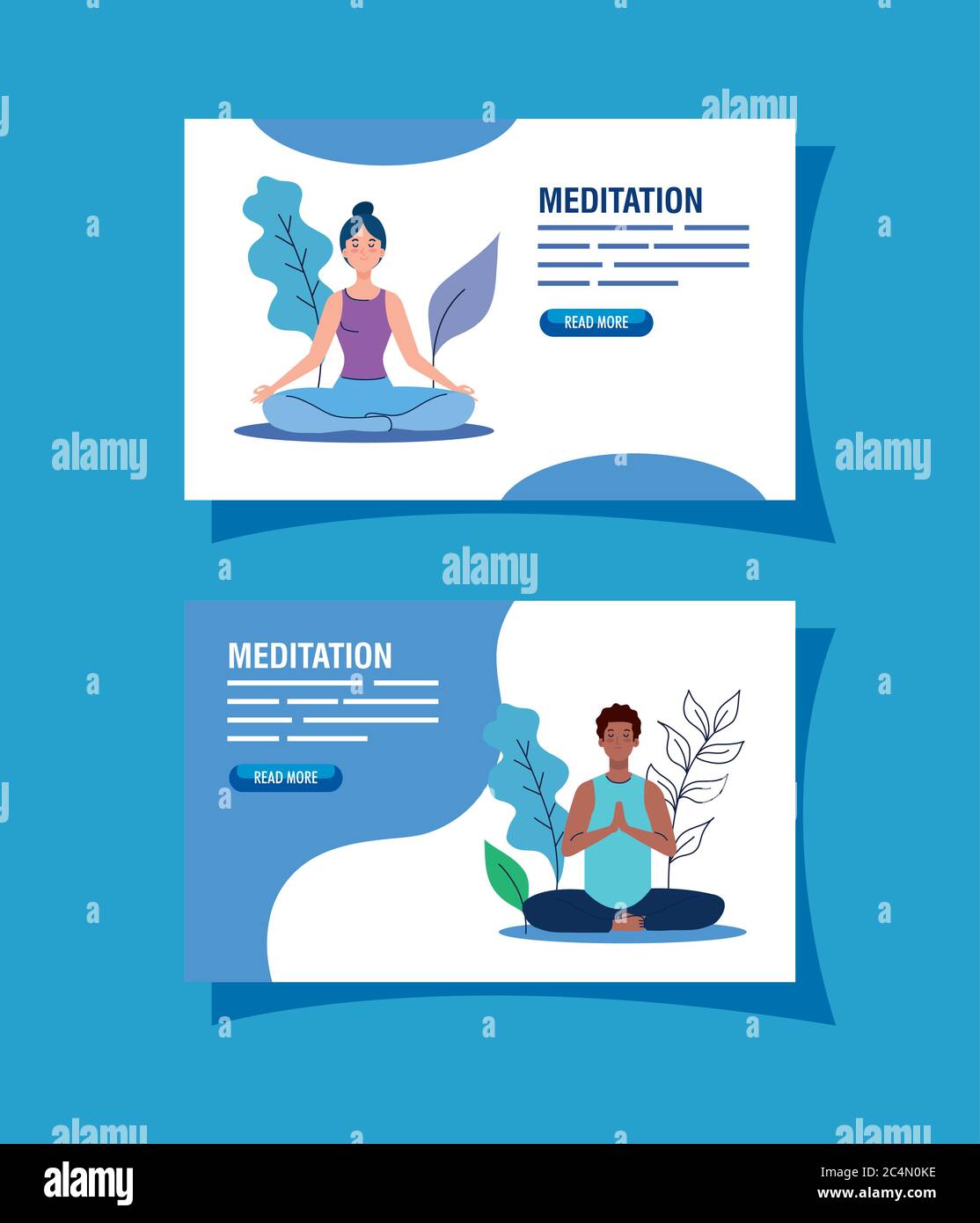 set banner of people meditating, concept for yoga, meditation, relax ...