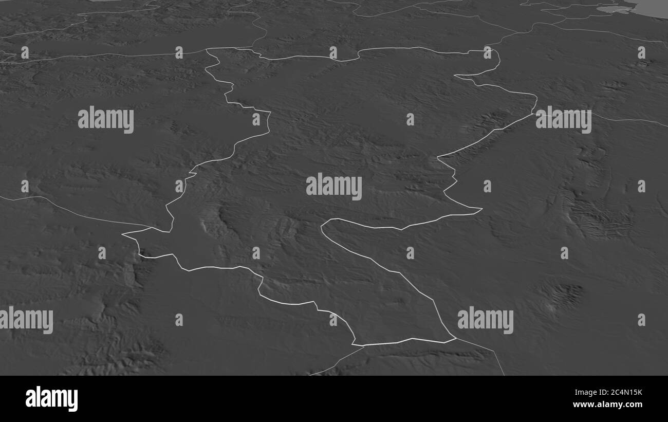 Zoom in on Siliana (governorate of Tunisia) outlined. Oblique ...