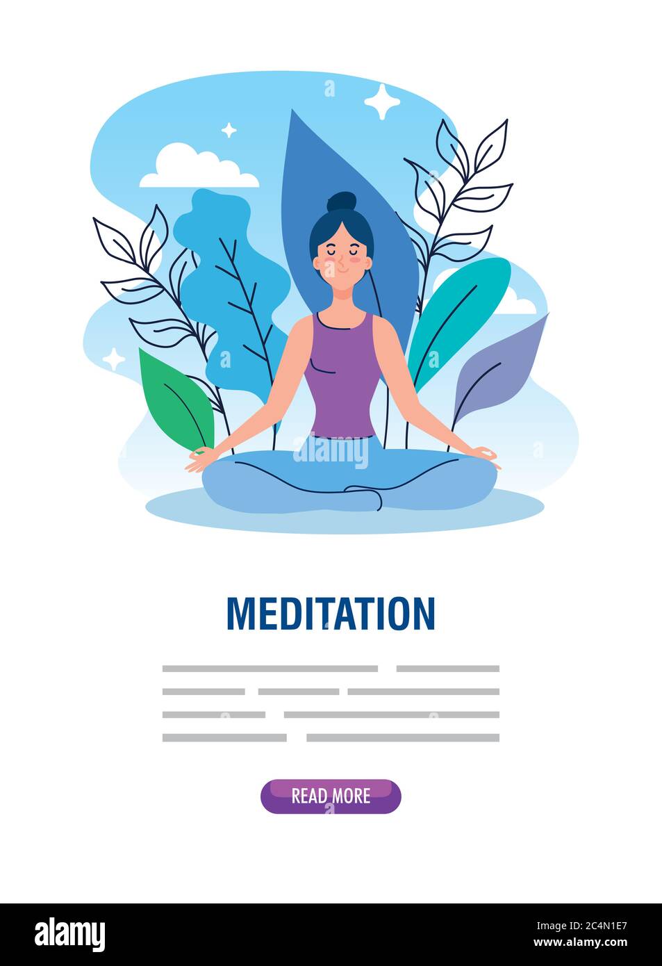 banner of woman meditating, concept for yoga, meditation, relax ...