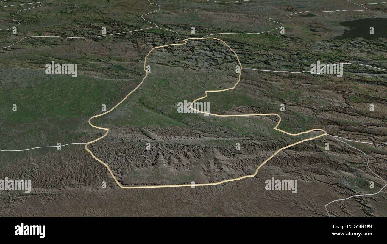 Zoom in on Batman (province of Turkey) outlined. Oblique perspective ...