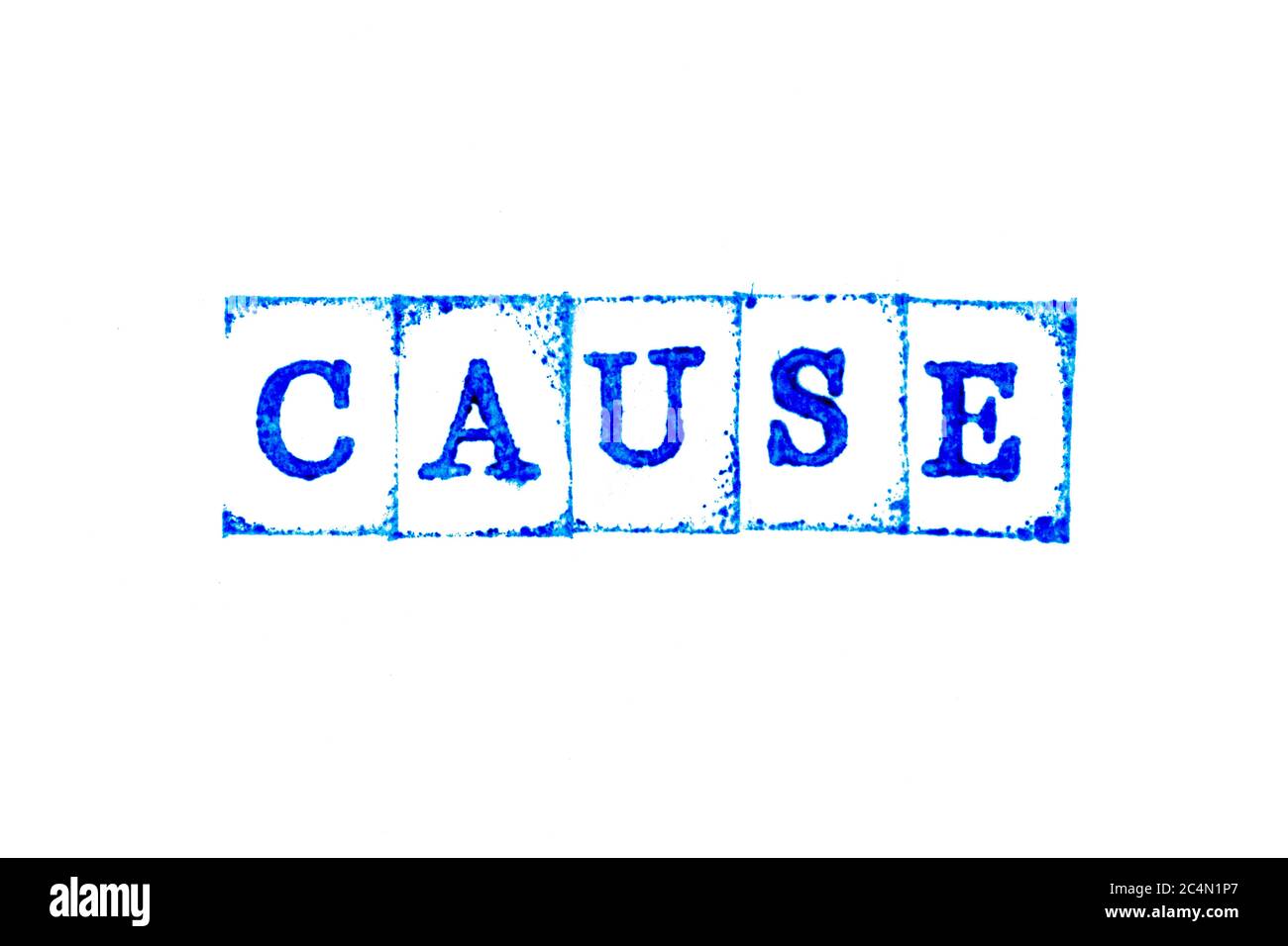 Blue ink of rubber stamp in word cause on white paper background Stock ...