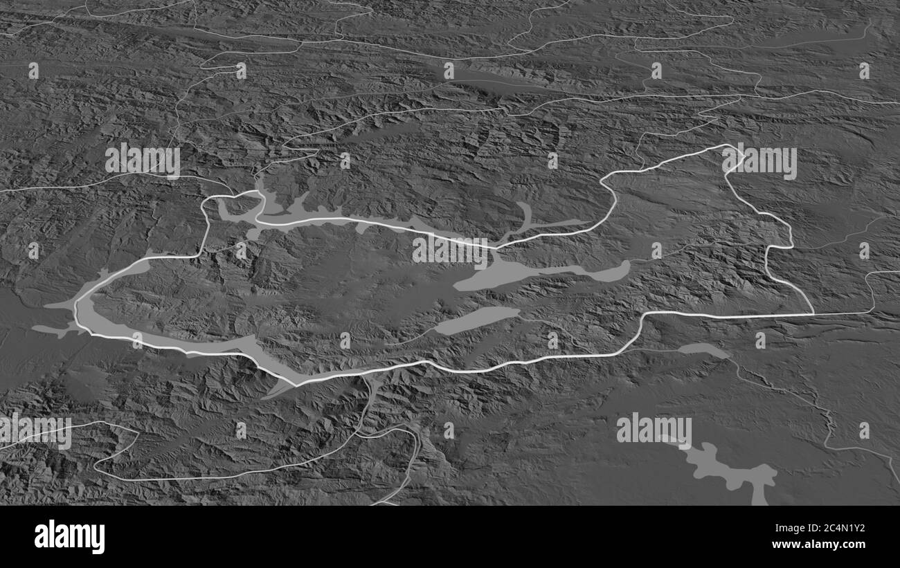 Zoom in on Elazığ (province of Turkey) outlined. Oblique perspective ...