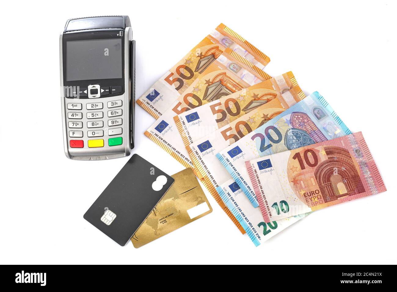 card terminal in front of white background Stock Photo - Alamy