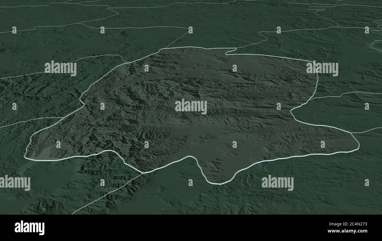 Zoom in on K. Maras (province of Turkey) outlined. Oblique perspective ...