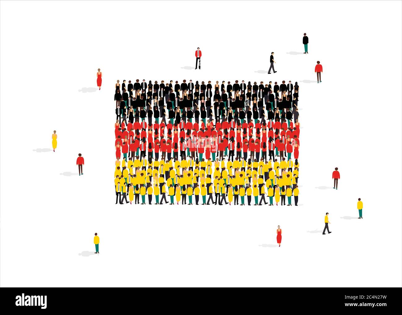 Vector illustration with people crowd forming flag of Germany on white ...