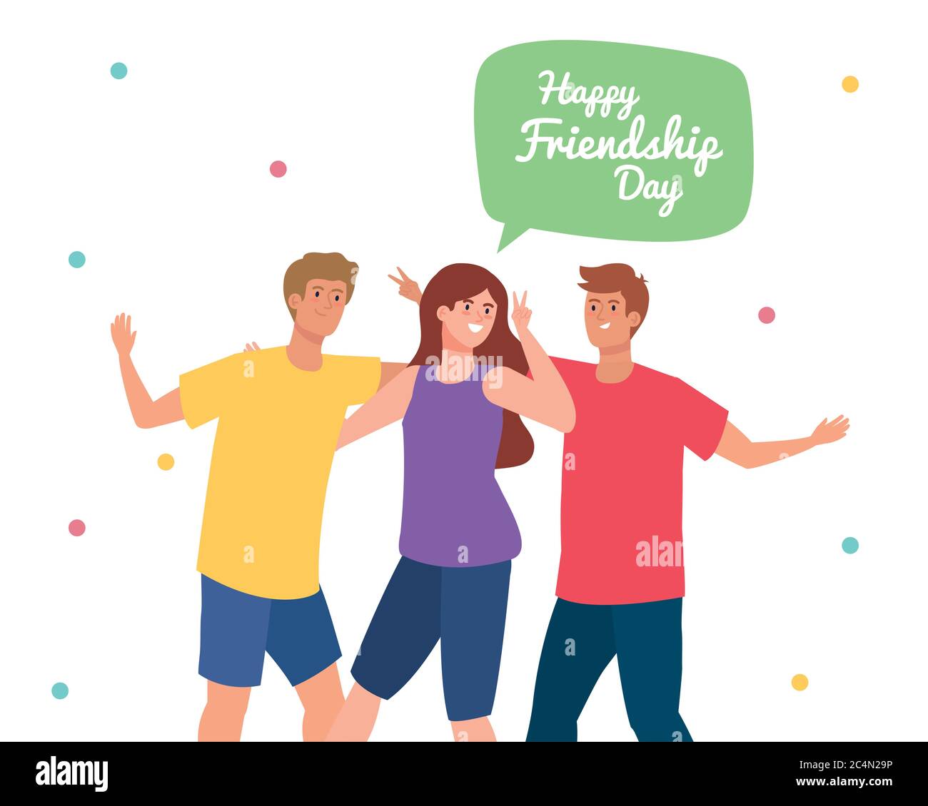 happy friendship day, young men with woman , friendship excitement ...