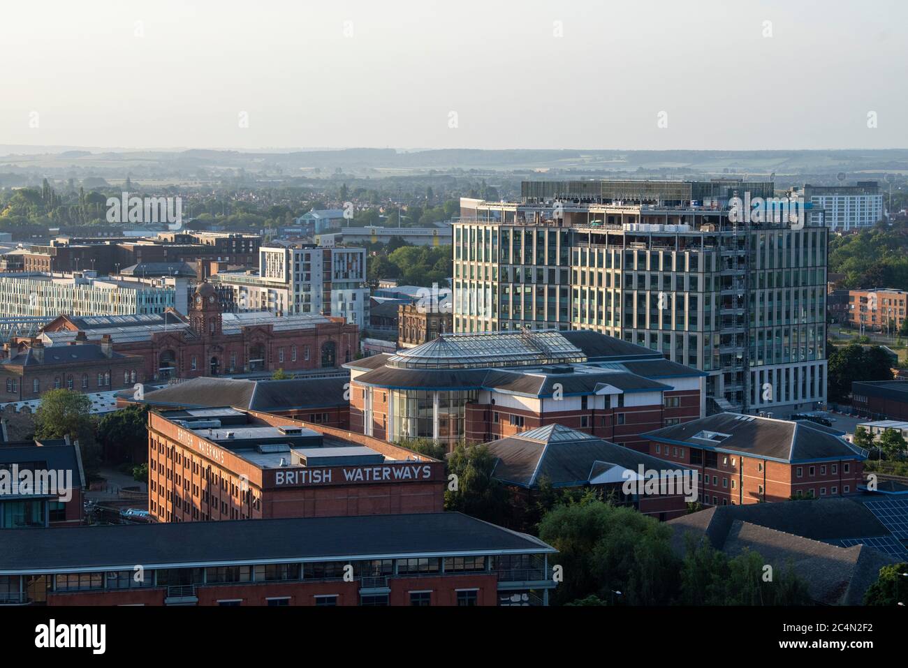 View of the Nottingham City skyline looking towards the Southside from ...