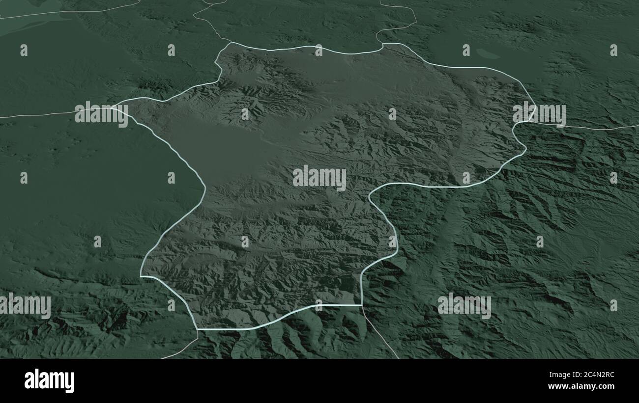 Zoom in on Nigde (province of Turkey) outlined. Oblique perspective ...