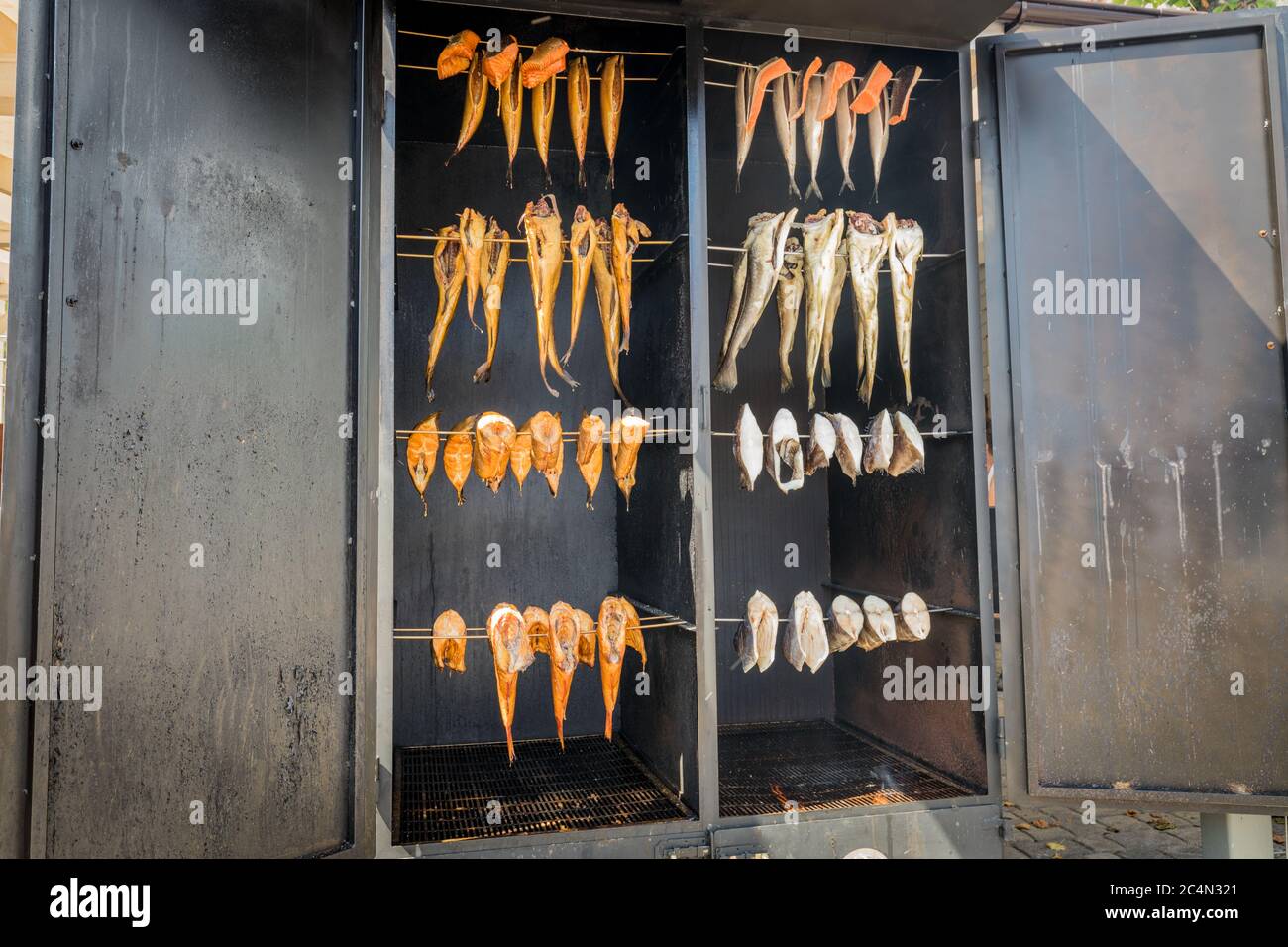 Fish smokehouse, Traditional smoke smoking style Stock Photo - Alamy
