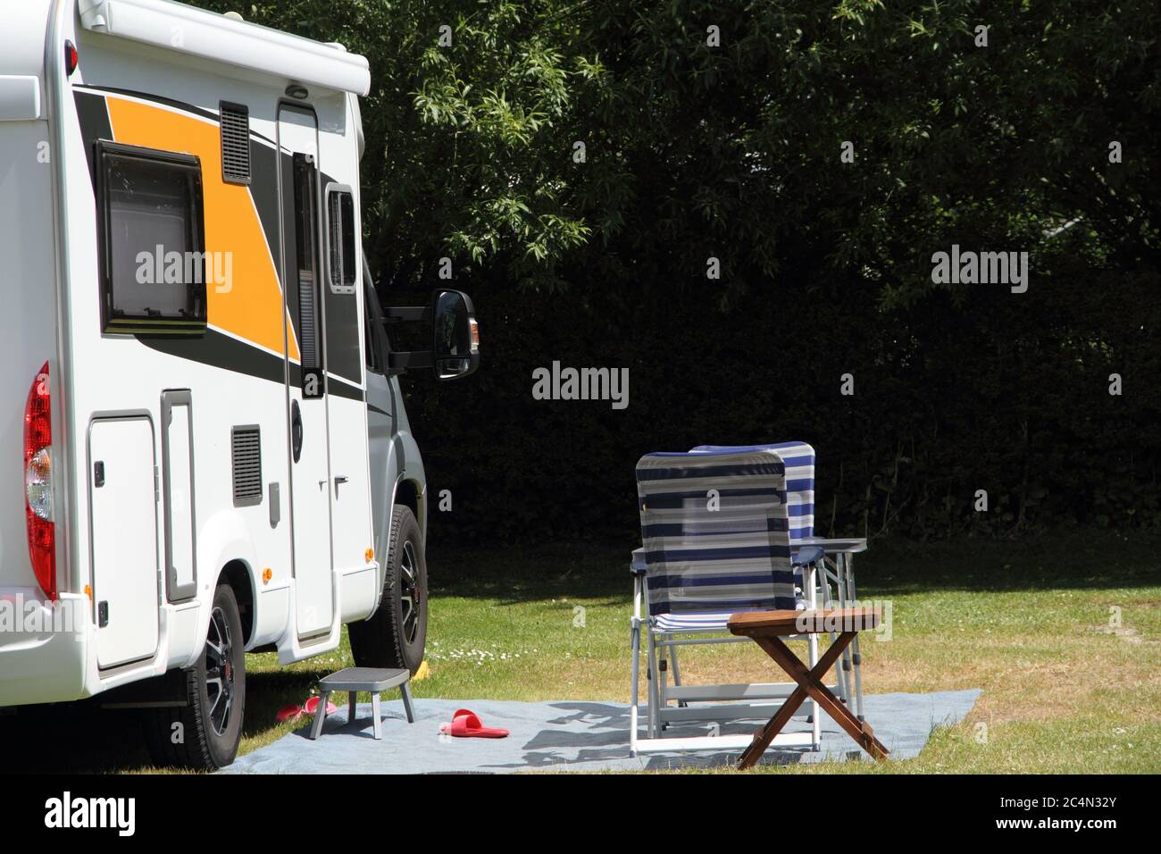 Caravan in the sunset Stock Photo - Alamy
