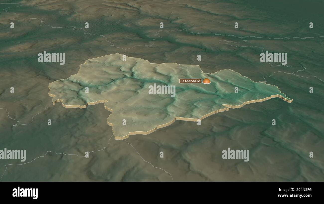 Zoom in on Calderdale (administrative county of England) extruded ...