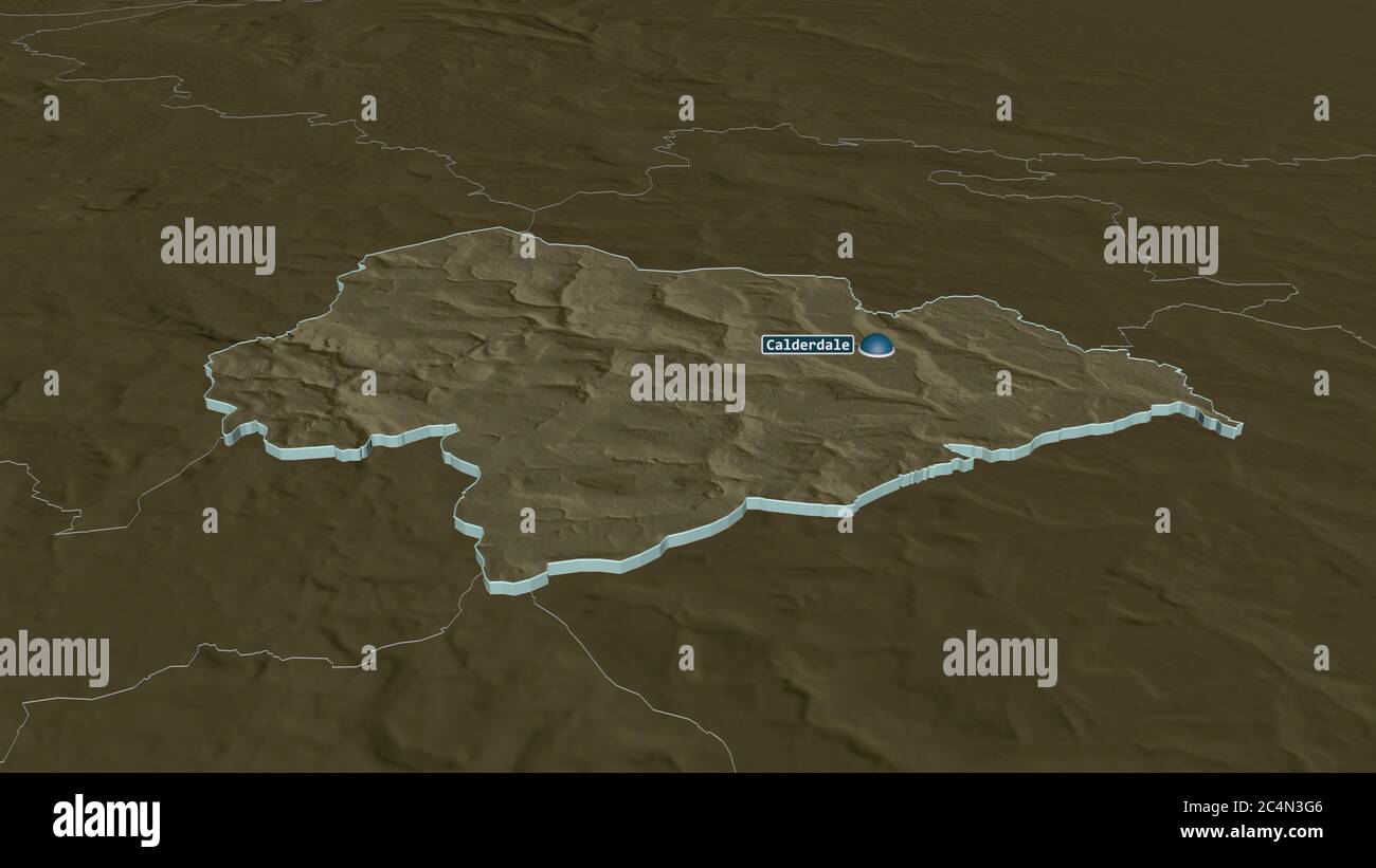 Zoom in on Calderdale (administrative county of England) extruded ...