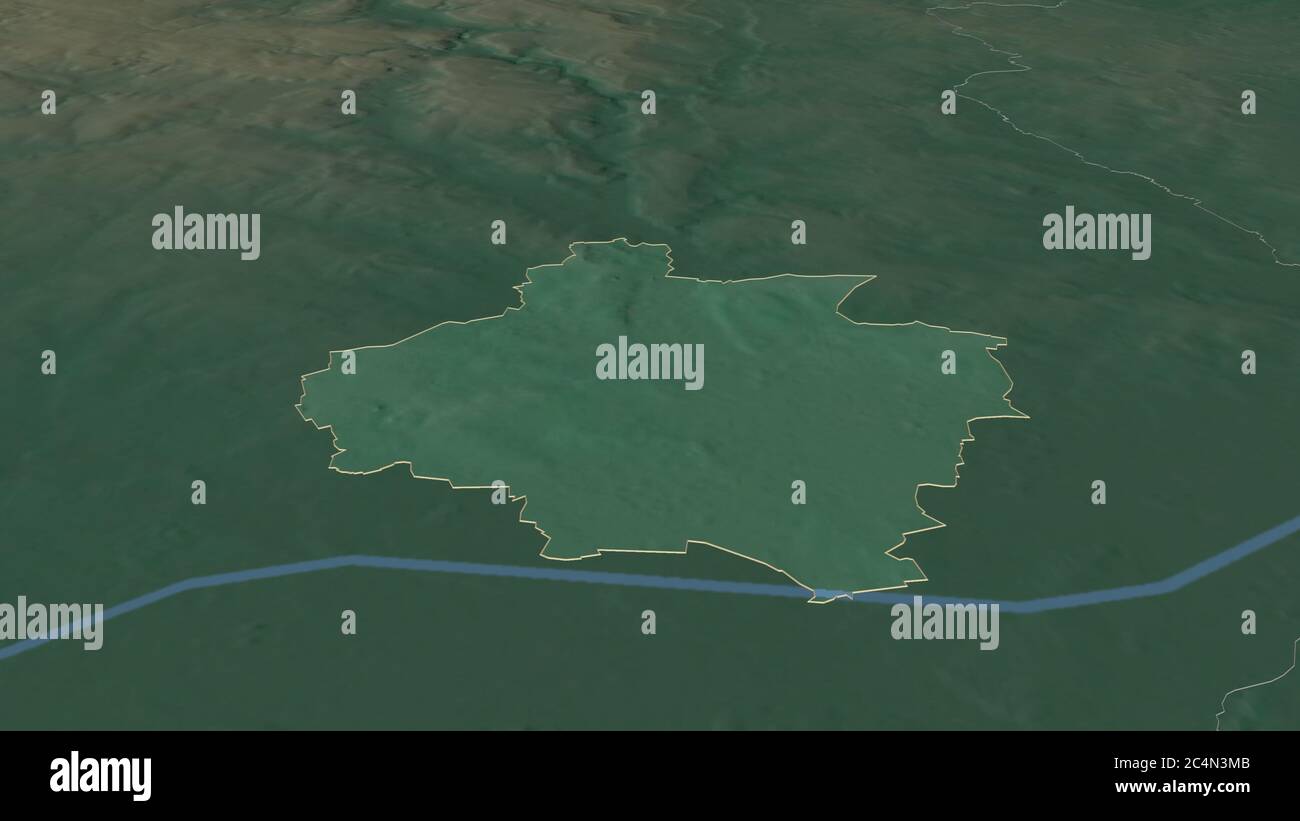 Zoom in on Derby (unitary authority of England) outlined. Oblique ...