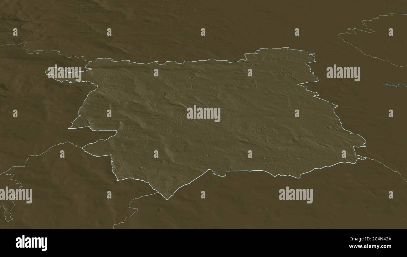 Zoom in on Leeds (administrative county of England) outlined. Oblique ...