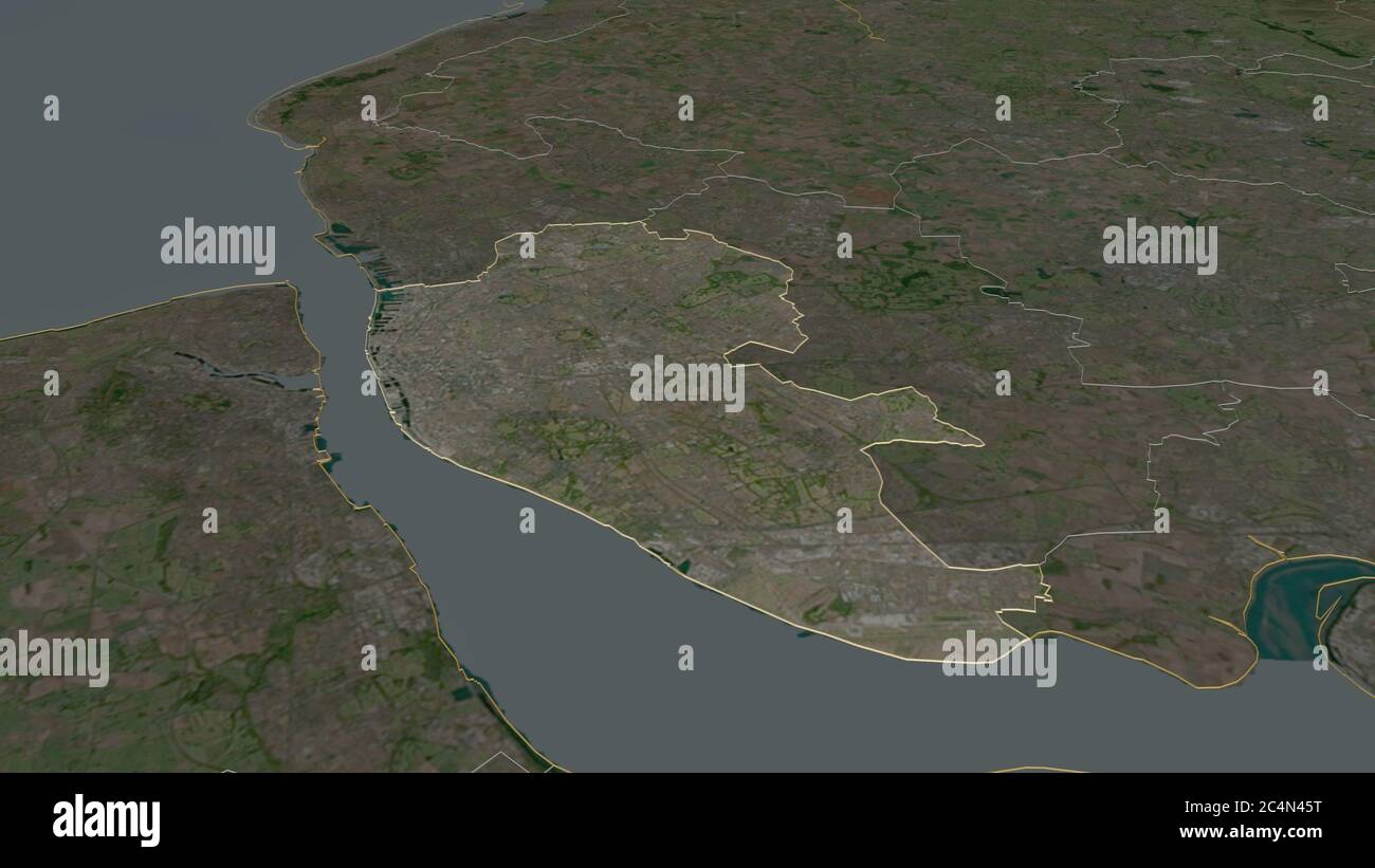 Zoom in on Liverpool (administrative county of England) outlined ...