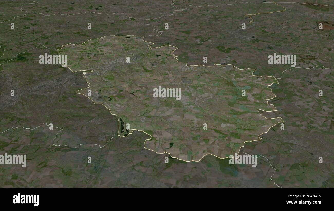 Zoom in on Rotherham (administrative county of England) outlined ...