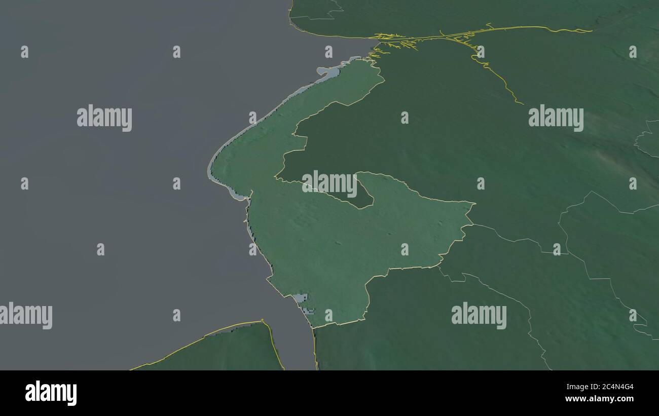 Zoom in on Sefton (administrative county of England) outlined. Oblique ...
