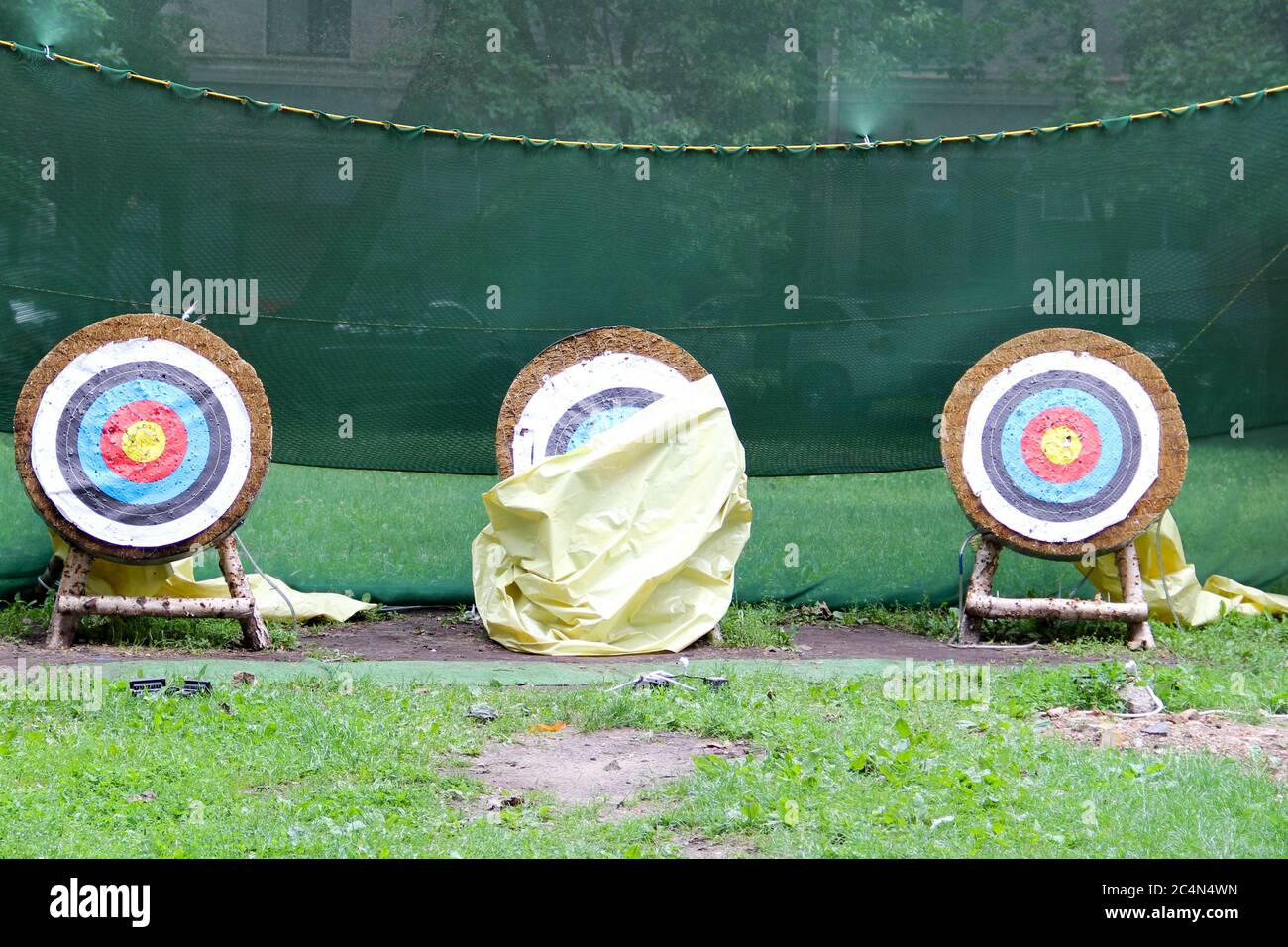 Targets for archery in a field Stock Photo - Alamy