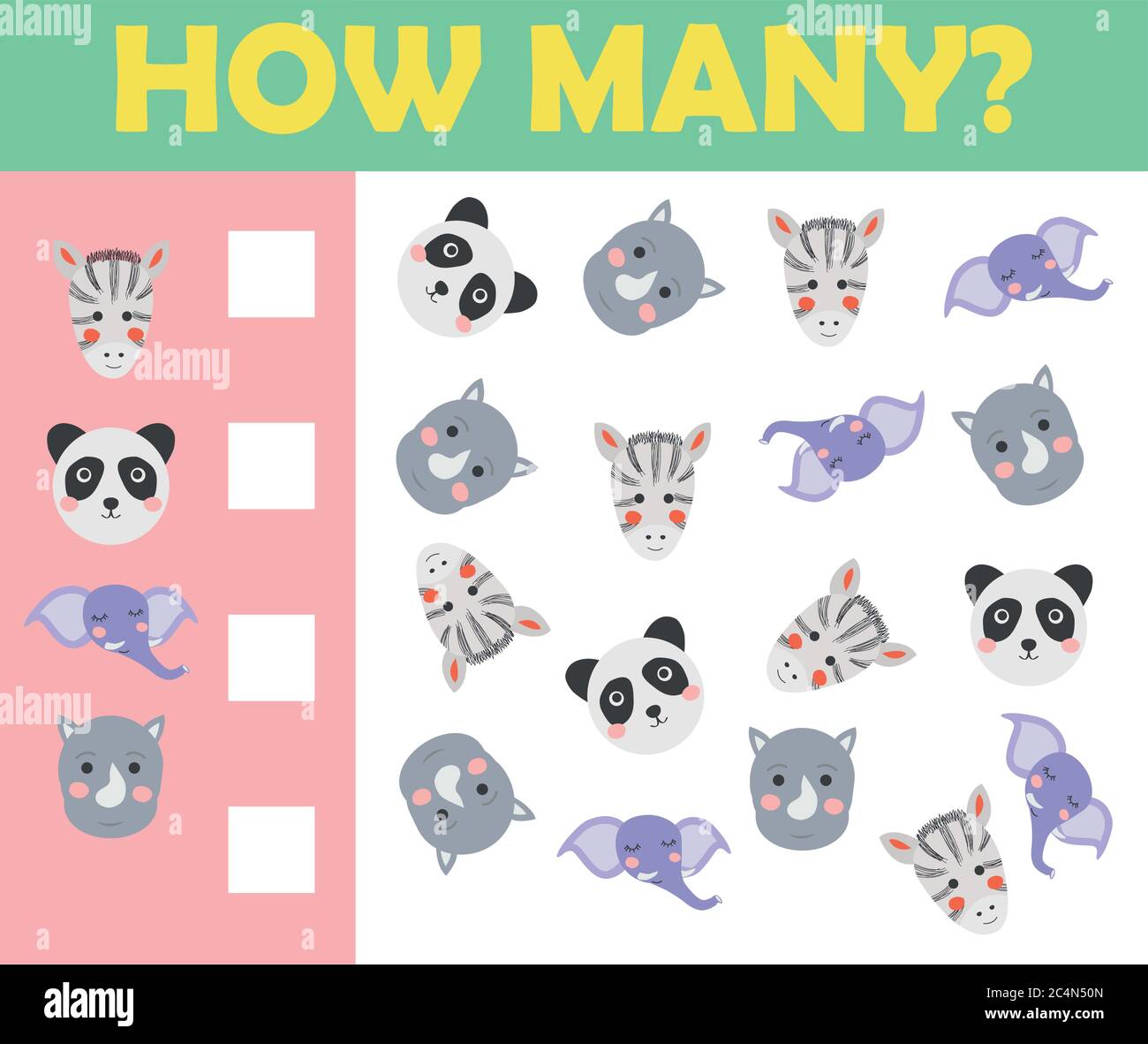 Cartoon Illustration of Education Mathematical Game of Animals Counting ...