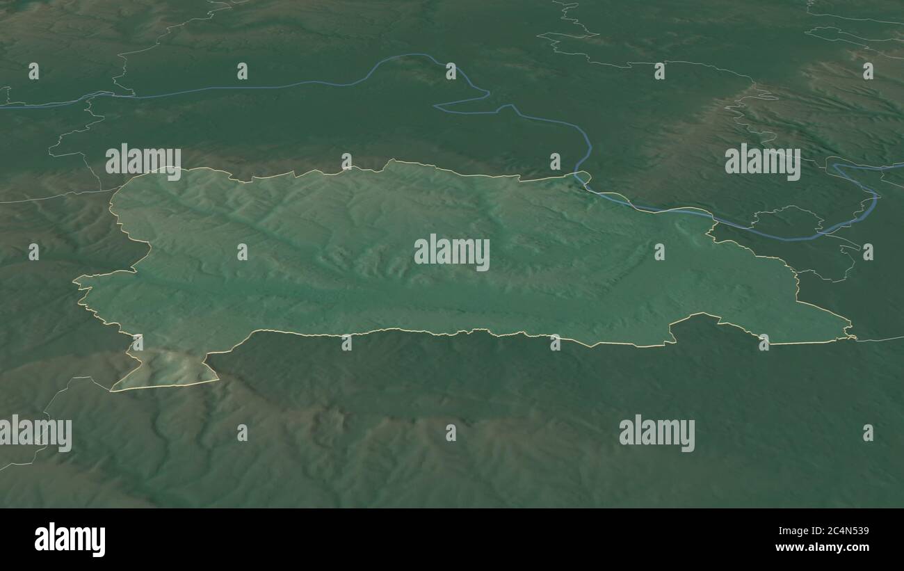Zoom in on West Berkshire (county of England) outlined. Oblique ...