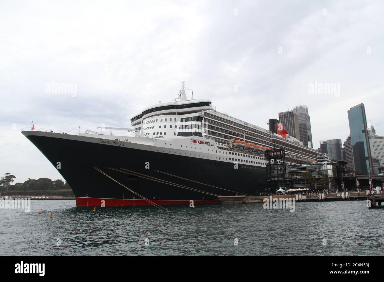 The Cunard Queen Mary 2 cruise ship moored at the Overseas Passenger ...