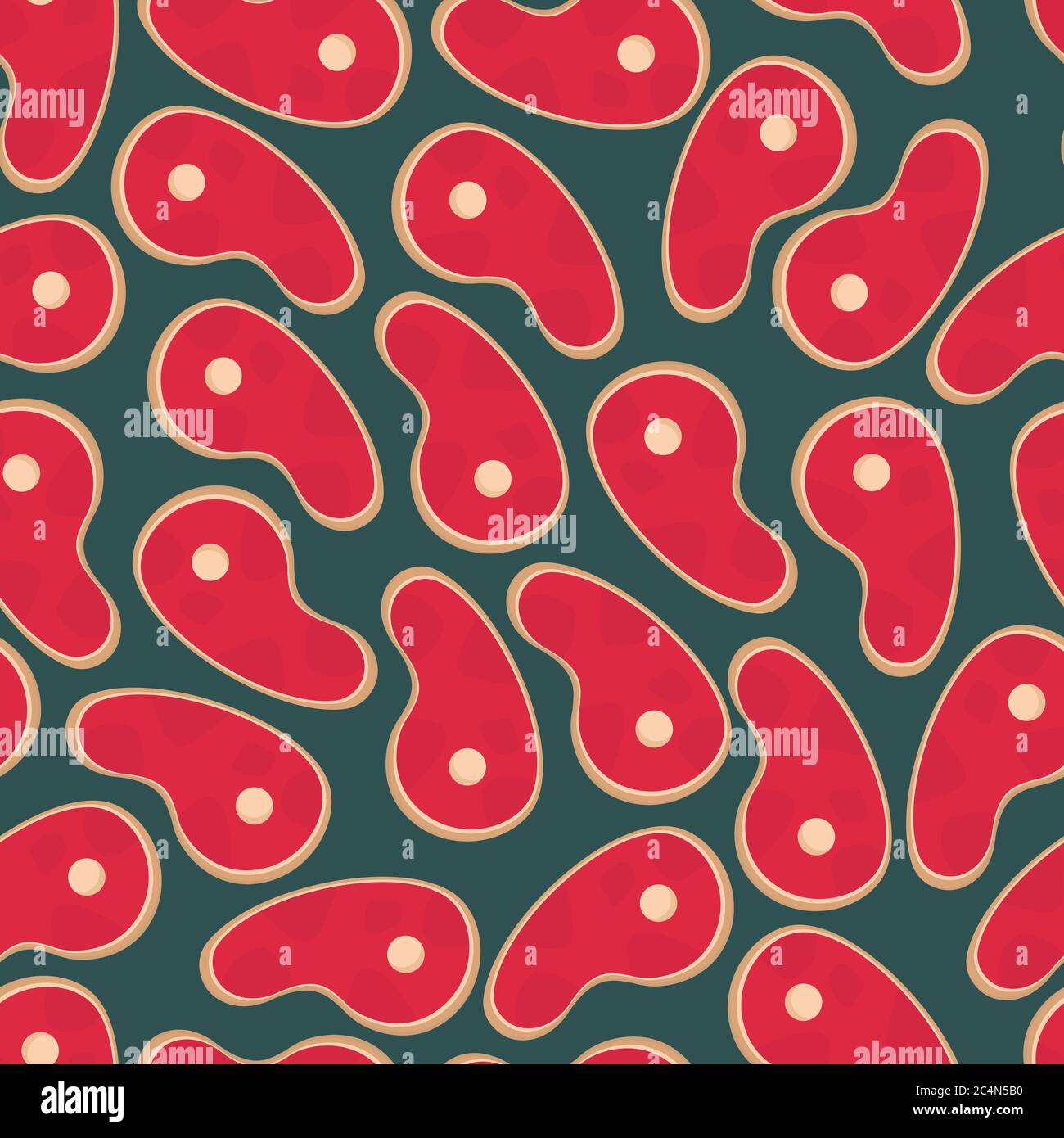 Dozen of rib eye steaks over black background, seamless pettern Stock ...