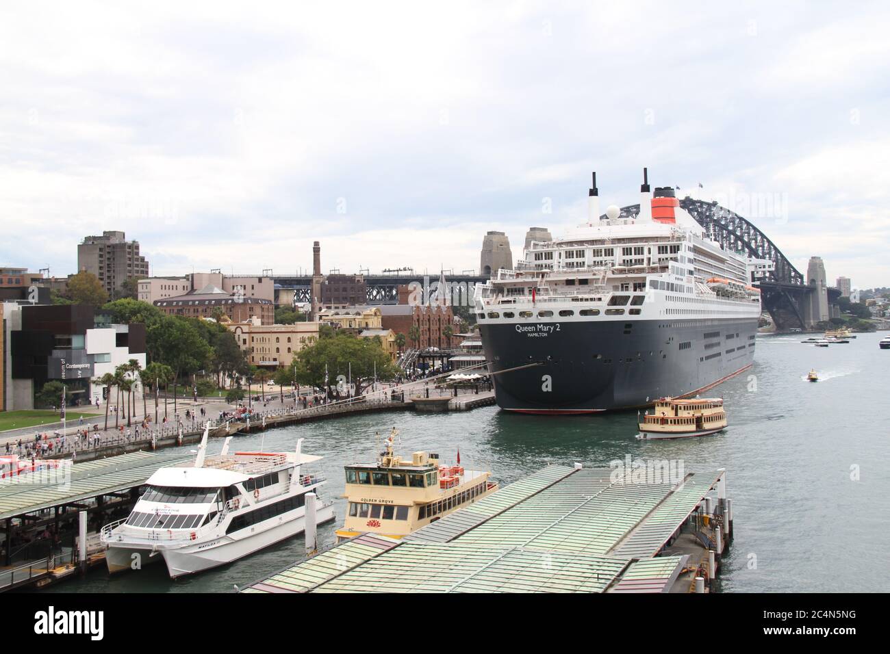 The Cunard Queen Mary 2 cruise ship moored at the Overseas Passenger ...