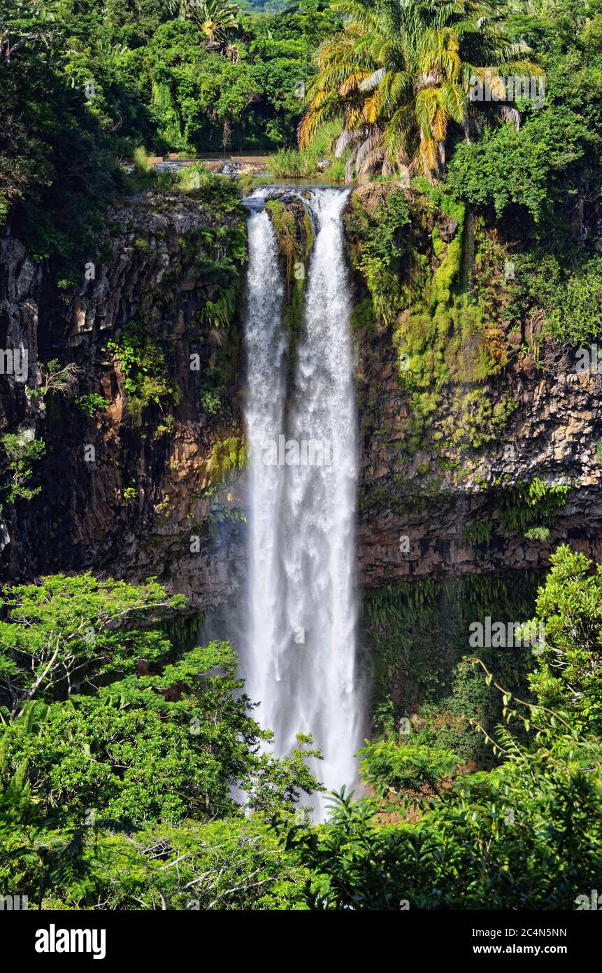 Scenic Chamarel falls in jungle of Mauritius island Stock Photo - Alamy