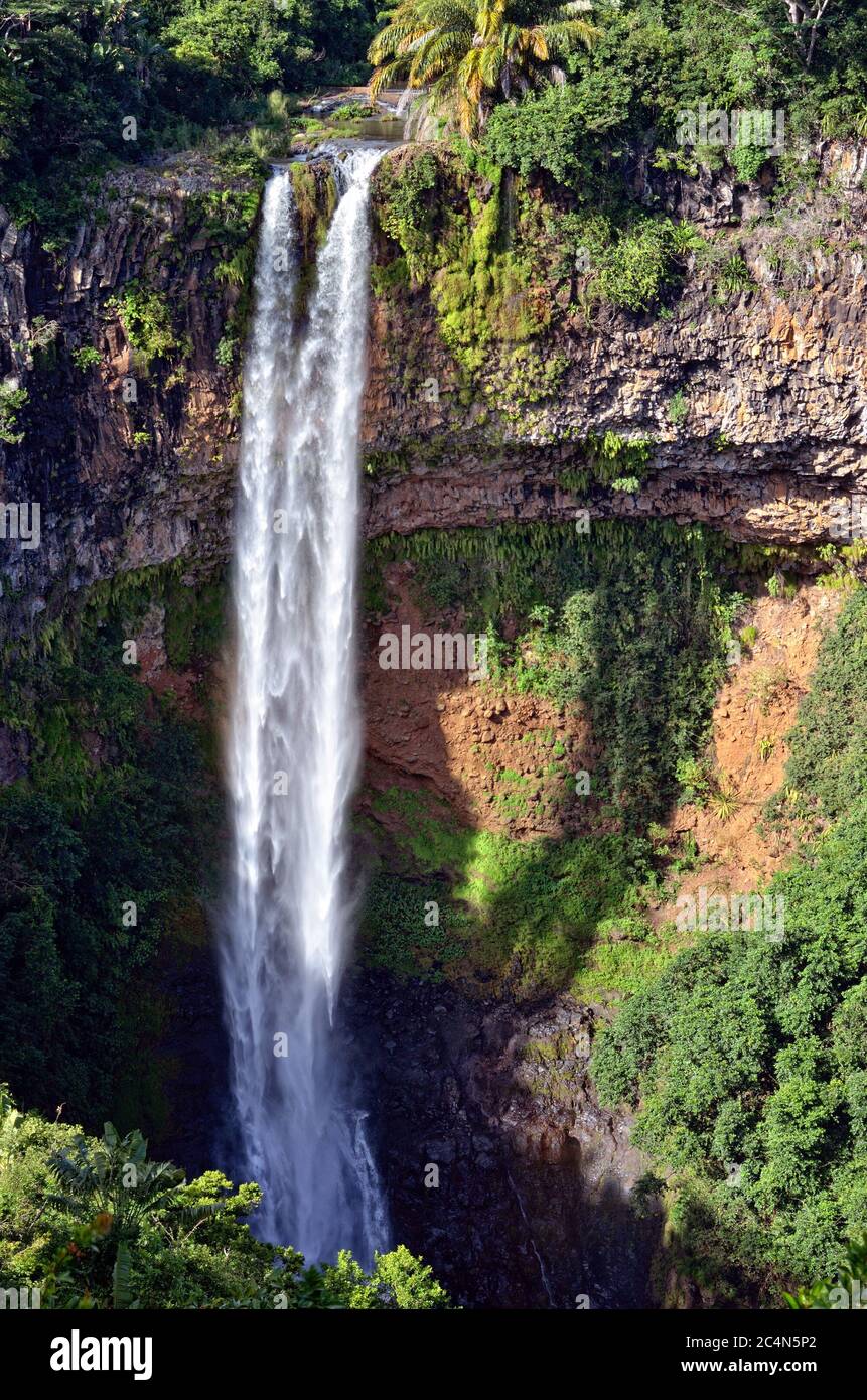 Scenic Chamarel falls in jungle of Mauritius island Stock Photo - Alamy