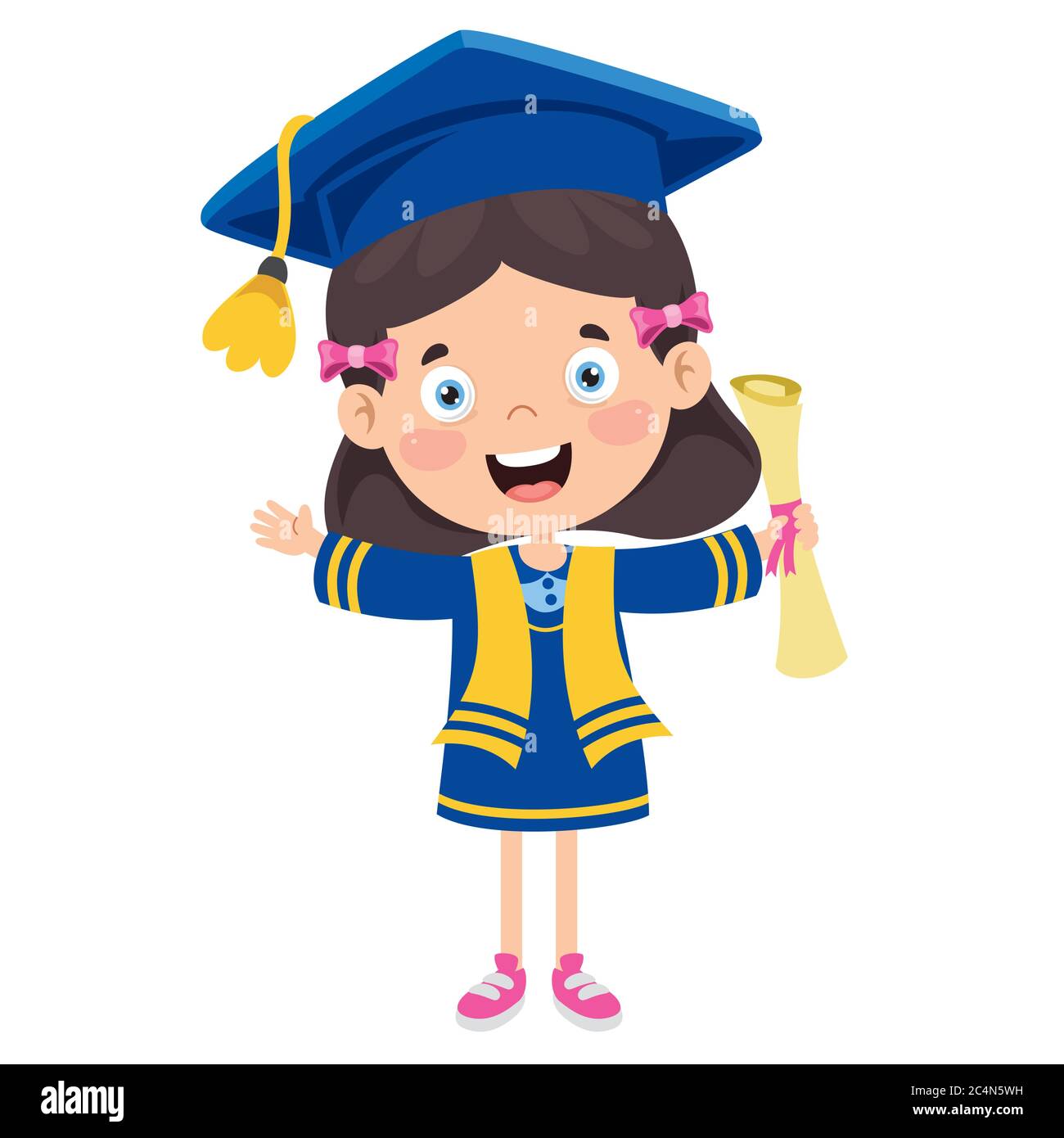 Cartoon Happy Kid In Graduation Costume Stock Vector Image & Art - Alamy