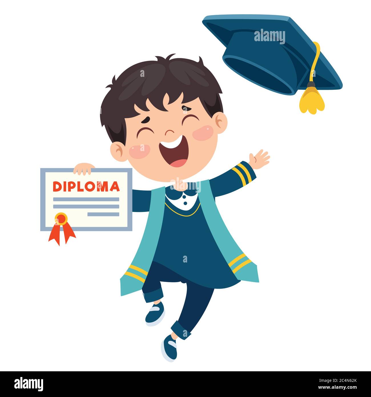 Cartoon Happy Kid In Graduation Costume Stock Vector Image & Art - Alamy